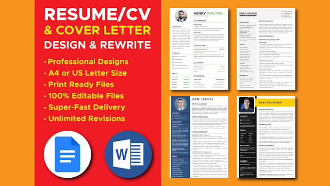 Design and rewrite resume, cv, cover letter as a professional cv maker ...