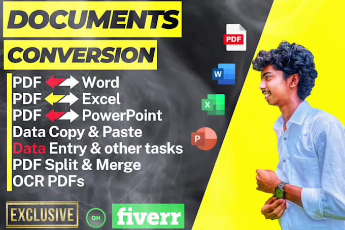 Convert pdf to word, excel, powerpoint and typing tasks by Joel_nithush ...
