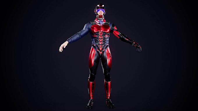 3d realistic sci fi mech armor cyberpunk game character animation human ...
