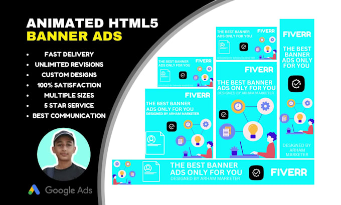 Design animated html5 banner ads or google banner ads by Arhammarketer | Fiverr