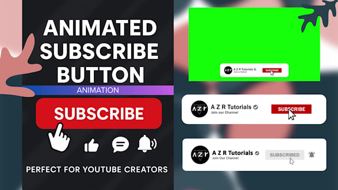 Create animated youtube subscribe button with transparent bg by Sltechkey | Fiverr