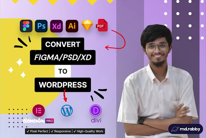 Convert figma, psd, xd to wordpress website using elementor by Dev_rabbykhan | Fiverr