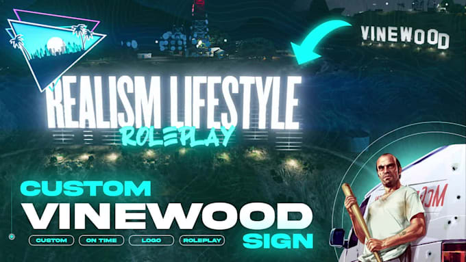 Make vinewood sign into your 3d logo or text for fivem roleplay gtav by ...