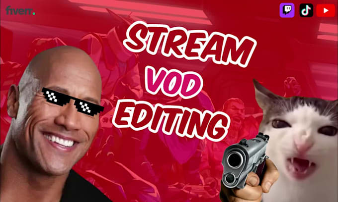 Edit your twitch stream vod with memes for youtube tiktok by Tahir_ali ...