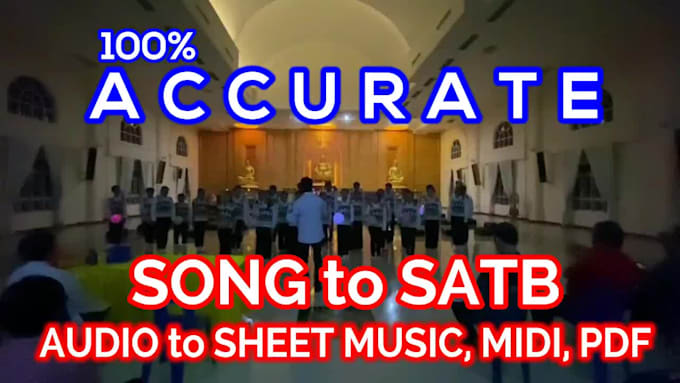 Transcript choir song to note and midi partiture by Alvon_bernardo | Fiverr