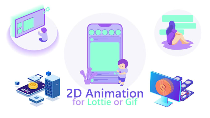 Create 2d animated lottiefiles, animated gif for website or mobile app ...