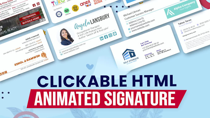 Create animated email signature clickable, html editable by Hiphar007 ...