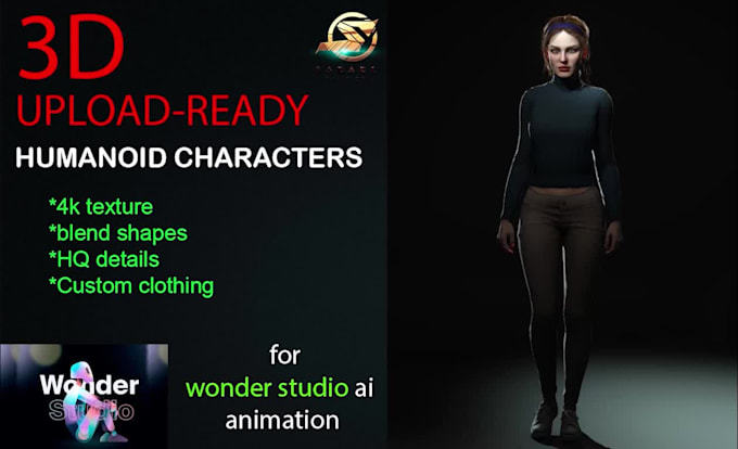 Create upload ready 3d humanoid characters for wonder studio ai ...