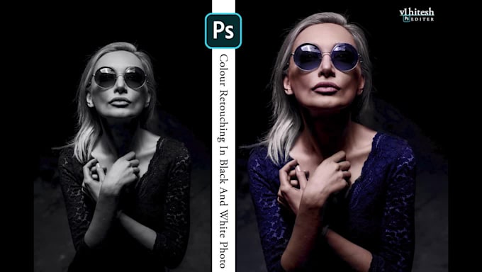 Colour retouching in black and white photo by V1hitesh | Fiverr