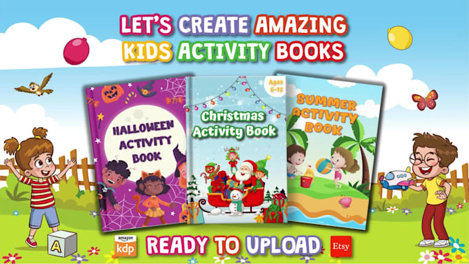 Create custom kids worksheets, kids activity book interior cover design ...