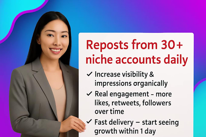 Promote your twitter x posts by reposting your post from 30 good niche ...