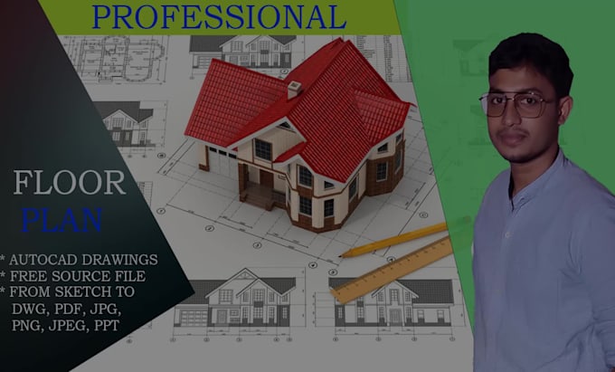 Draw and redraw 2d architectural floor plans elevation, sections in autocad by Mdrakibul364 | Fiverr