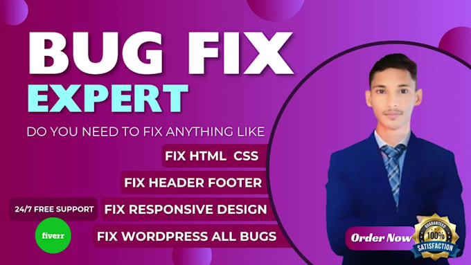 Fix Any Wordpress Bug Html Css Responsive Issue Php Error And