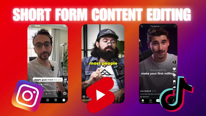 Do professional short form content video editing by Jacob3diting | Fiverr