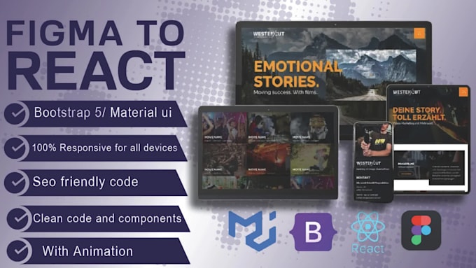 Convert figma to react js and next js using tailwind css or bootstrap by Imtiyazdevloper | Fiverr