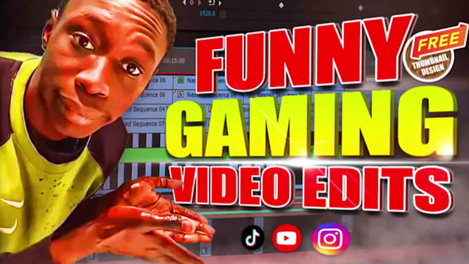 Do funny gaming video editing with free thumbnail by Kfdesigner_ | Fiverr