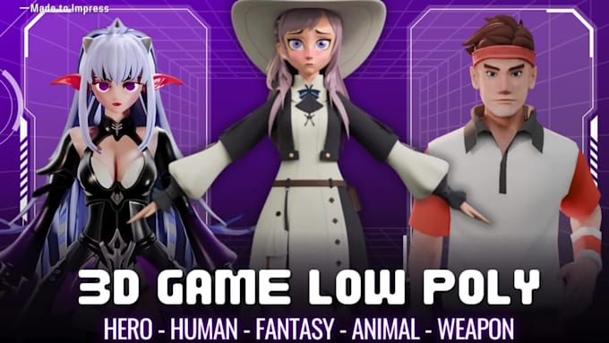 Create 3d modeling low poly character for game, rendering and animation by Zmartwork | Fiverr