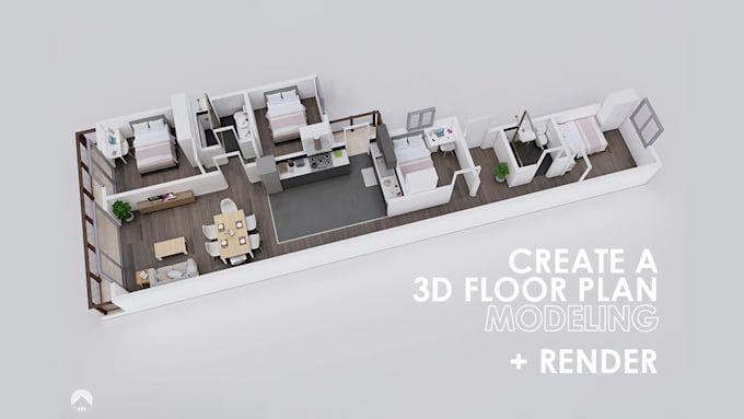 Create 3d floor plan modeling and rendering in 1 day by Ataputih | Fiverr