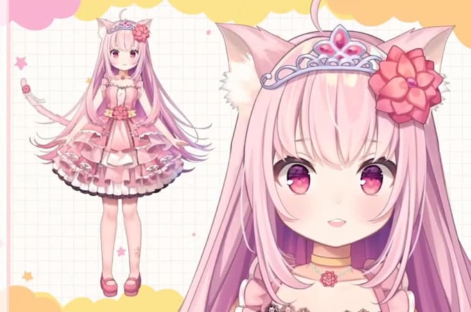 Draw and rig live2d vtuber model, 2d avatar, streaming, facerig ...