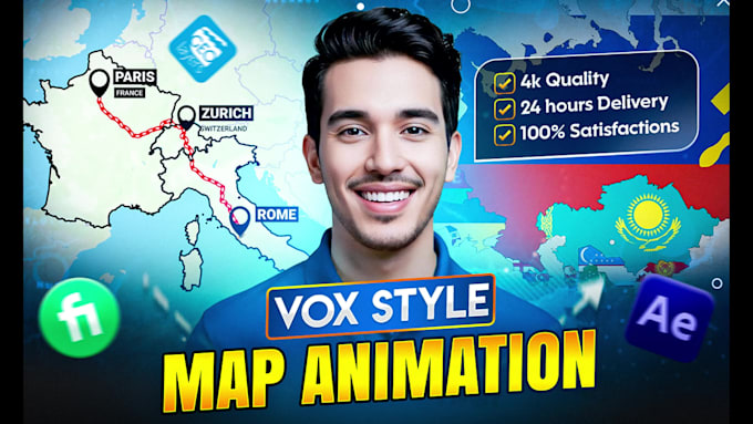 Create travel map animation for youtube tiktok shorts route map ...