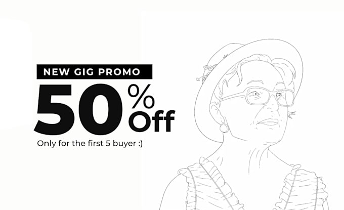 Draw your lovely grandma and grandpa in line art style portrait drawing ...