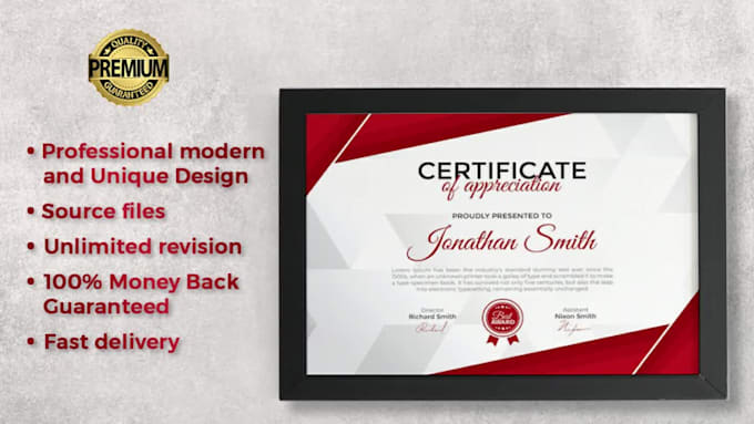 Design a professional high quality certificate with photoshop by ...