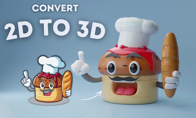 Convert 2d to 3d model for nft collection, 3d print, game, or animation ...