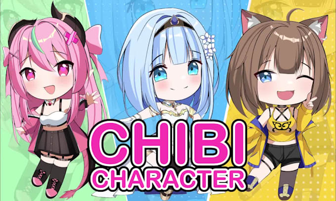 Draw cute anime illustration chibi art character for vtuber by ...