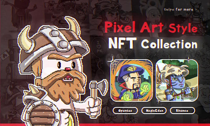 Create a pixel art nft and generate a unique collection by K4444n | Fiverr