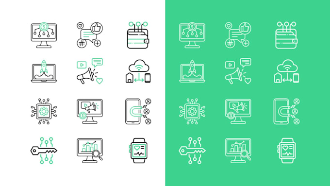 Design unique, simple and modern custom icons set by Sajjadsharef | Fiverr