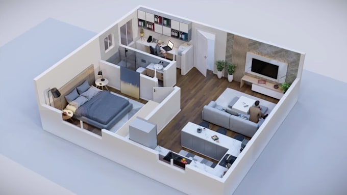 Make 3d floor plan, sketchup model and interior rendering by Shubra | Fiverr