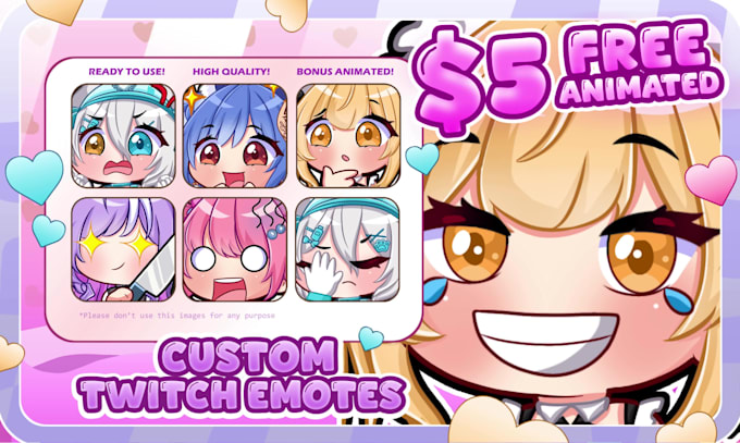 Custom twitch emotes, animated emotes, chibi emotes, sub badges for ...