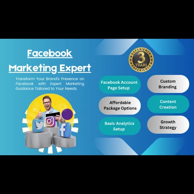 Create professional facebook account and page setup with custom posts ...