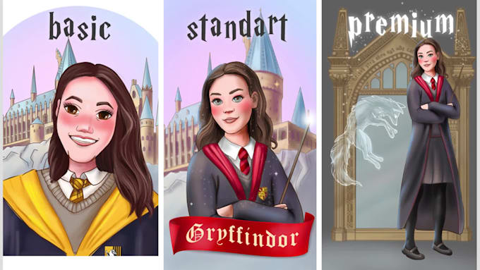 Draw you as a hogwarts magic student by Danasolomiychuk | Fiverr