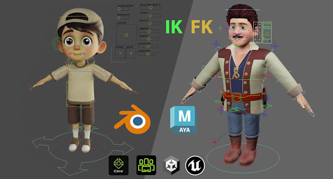 Do 3d character rigging in maya, iclone, blender, unity etc by Turboskill | Fiverr