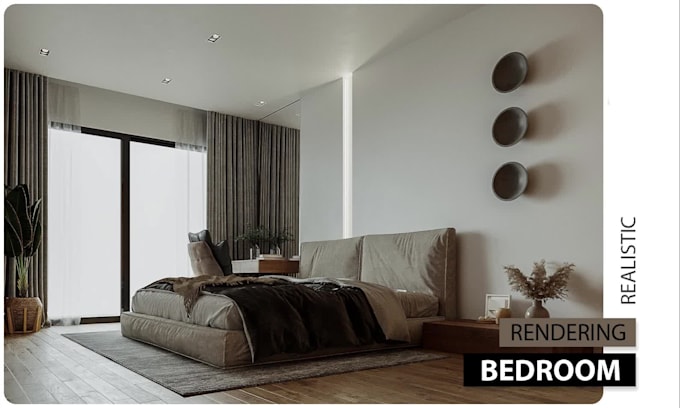 Provide a beautiful bedroom interior design and 3d rendering by Colintrinh_arch | Fiverr