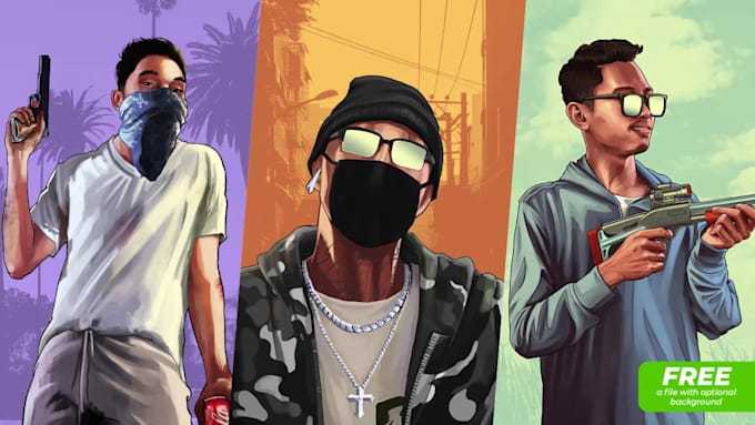 Drawn or turn your photo into gta v loading screen illustration style ...