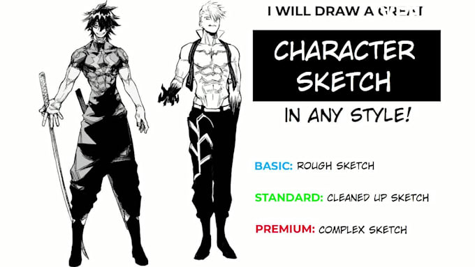 Draw a character sketch in any style by Sentasticdev | Fiverr