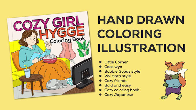 Custom bold and easy cozy scenes coloring pages by Graphictech360 | Fiverr