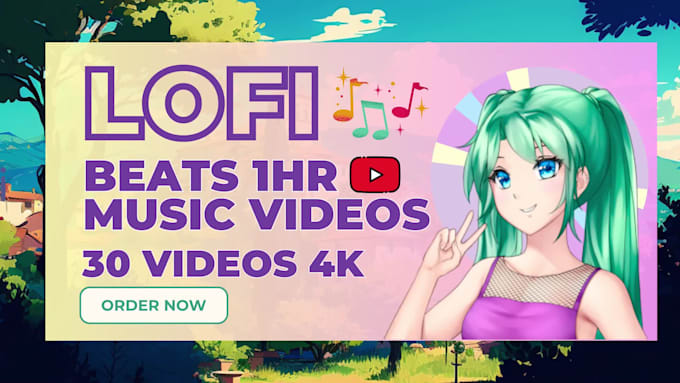 Create 1hr lofi 4k loop animated lofi beats youtube video by Payelbhandary | Fiverr