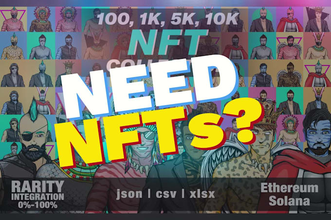 Create custom cartoon nft art collection 100,1k,5k,10k nfts by ...