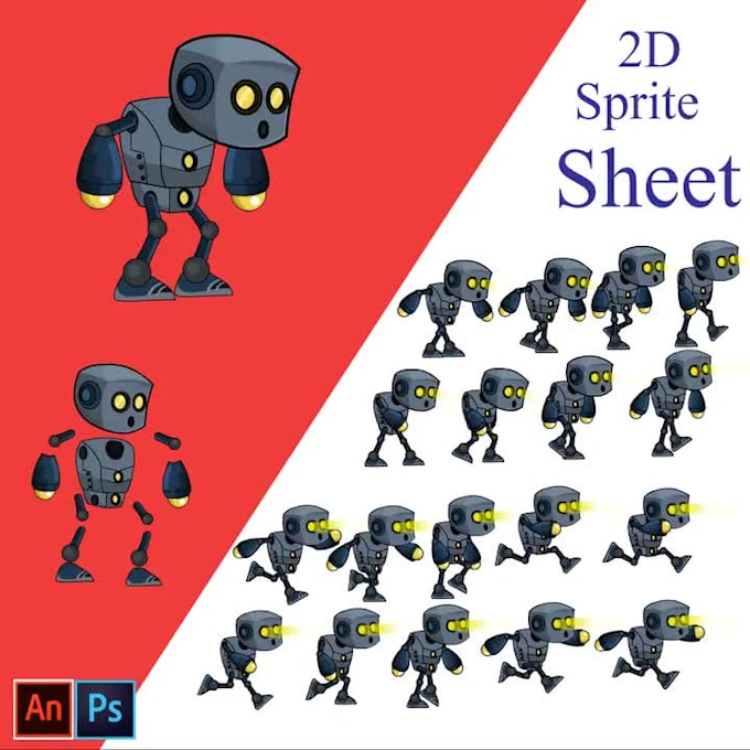 Create a 2d sprite sheet and character sprite for you by Dabidas | Fiverr