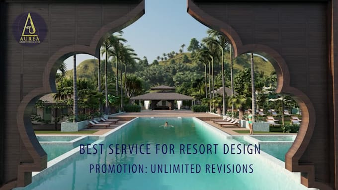 Design a luxury resort or hotel with realistic 3d render by ...