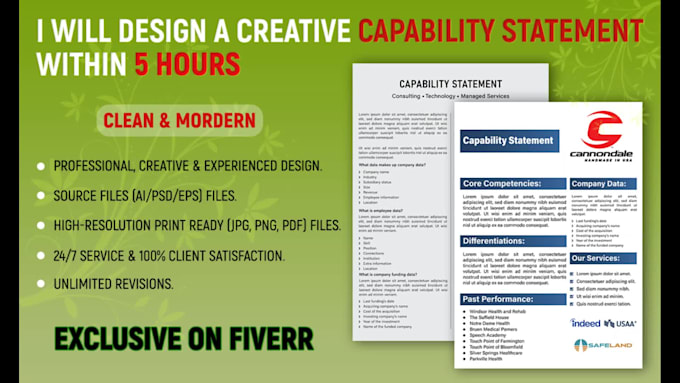 Design a professional and creative capability statement by Thedesignmakr | Fiverr