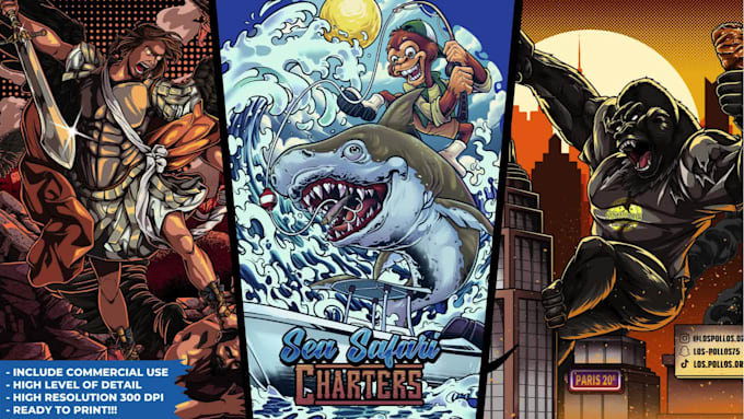 Draw clothing cartoon illustration and graphic tshirt design for your ...