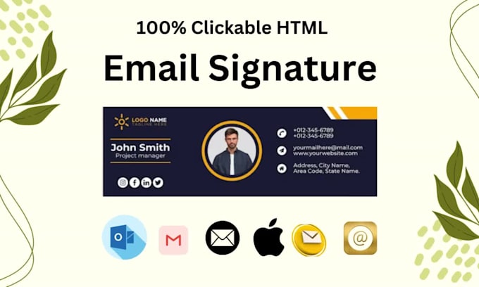 Design clickable html email signature by Mohibbullah826 | Fiverr