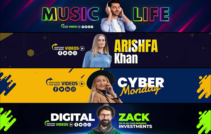 Design outstanding attractive creative youtube channel art by ...