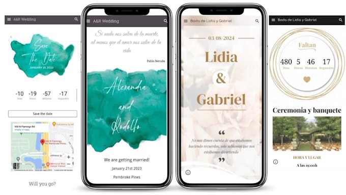 Design a personalized wedding website for you by Andrearivera27 | Fiverr