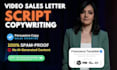 Write video script and vsl copywriting for sales video by Francescatrdd | Fiverr