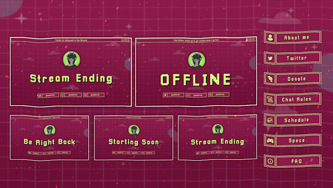 Create anime vtuber twitch youtube stream overlays starting soon brb ...